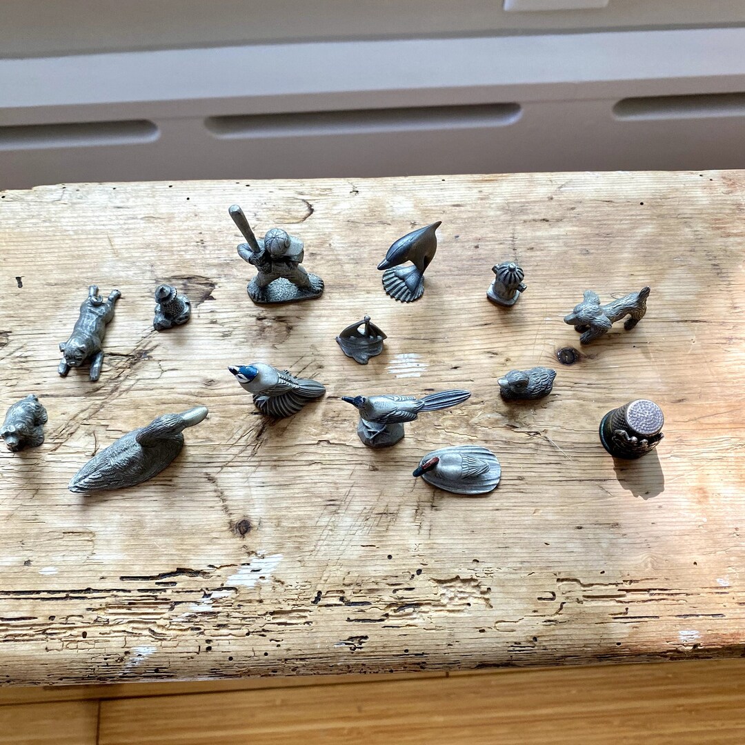 Selection of Vintage Pewter Figurines Set of 14 - Etsy