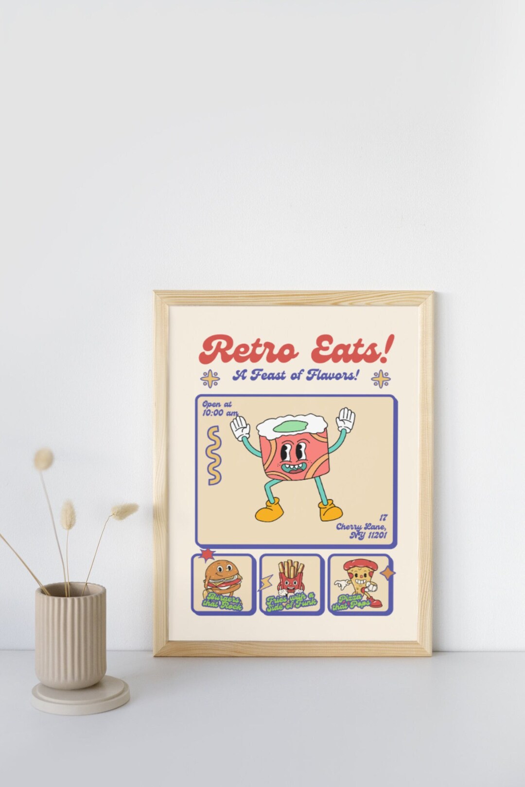 Retro Eats Retro Art, Food Cartoon, Colorful Cartoon, Maximalism Art ...