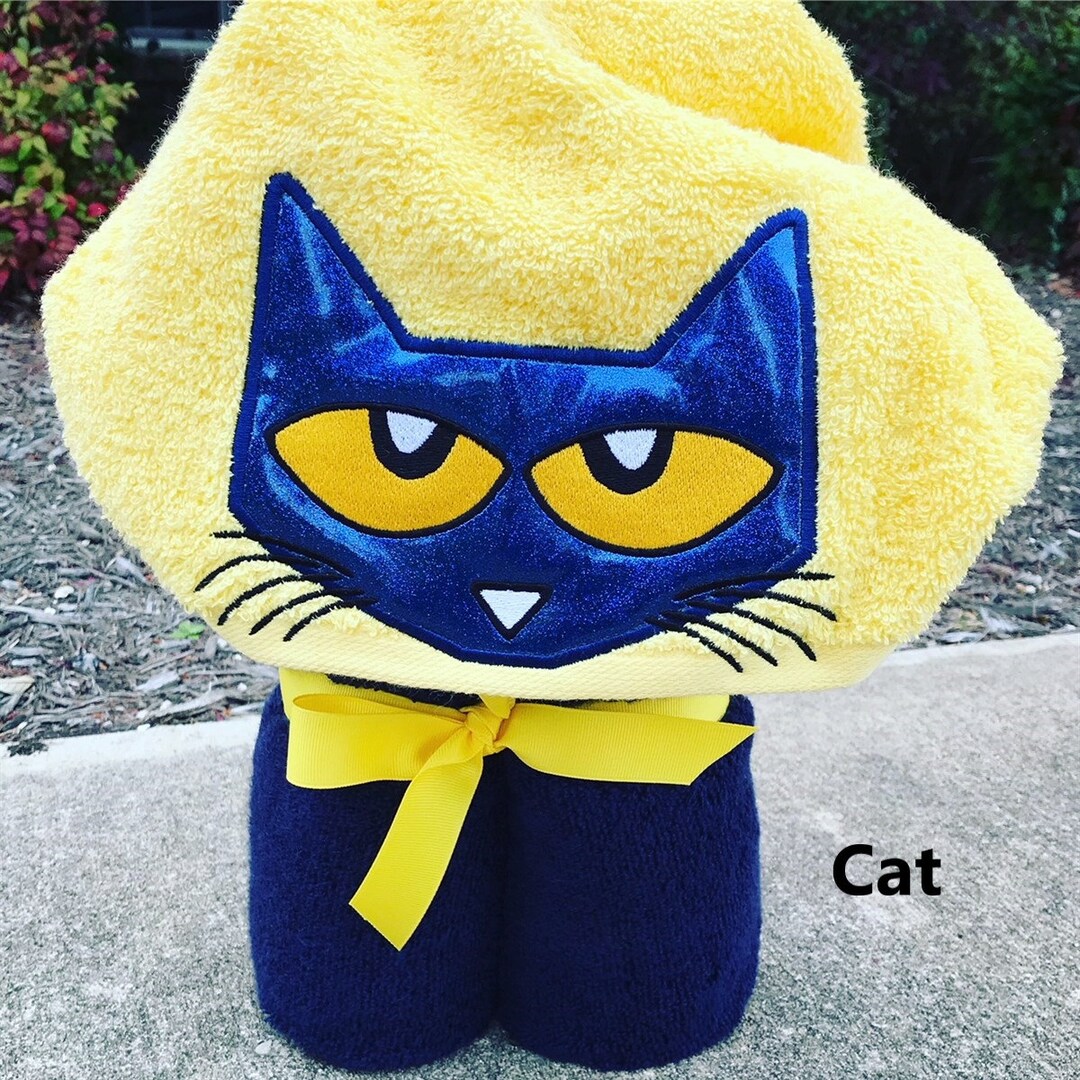 Pete the Cat Inspired Hooded Towel, Kids Bath Towel - Etsy