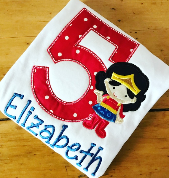 Wonder Woman Inspired Cutie Birthday Appliquéd Tee Your Choice - Etsy