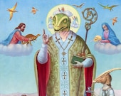 Santo Saurus Art Print Available in Multiple Sizes Ready to - Etsy