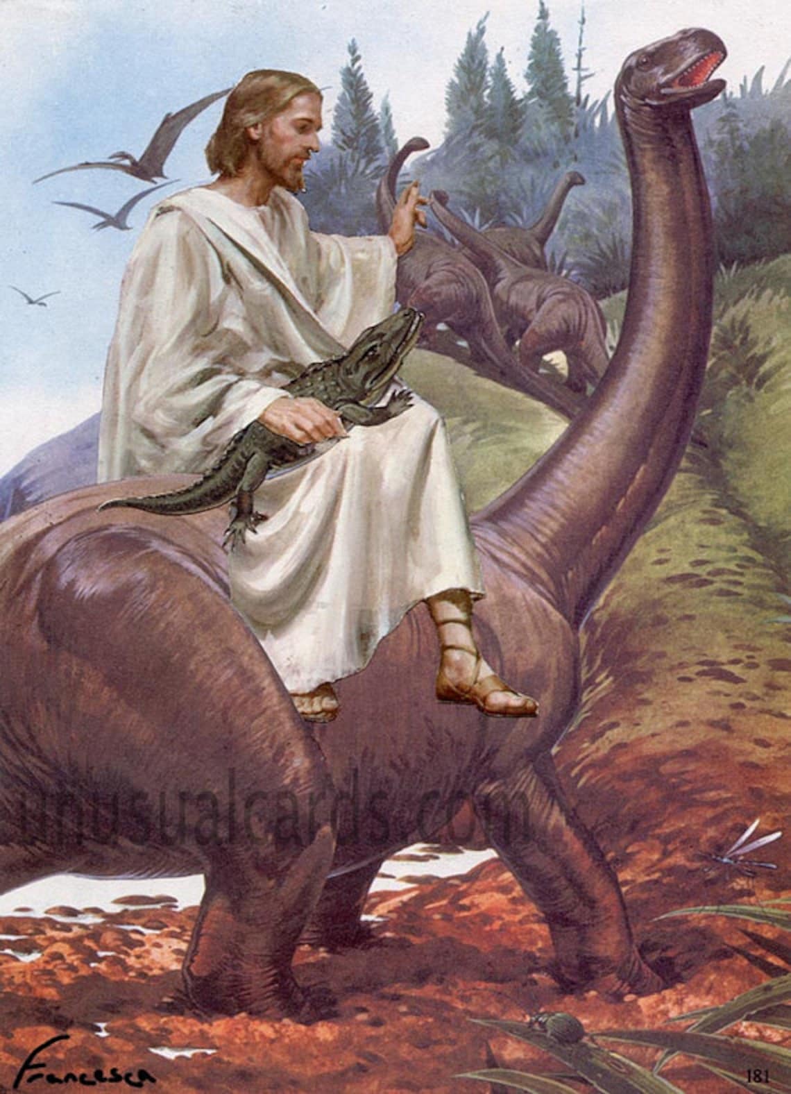 Jesus rettet die Dinosaurier - Jesus ritt einen Seitensattel und es ...