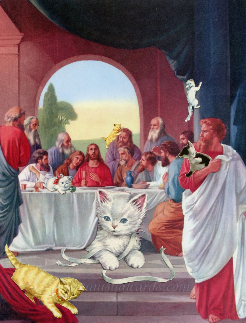 The Cats Supper, an Original Hand Cut Art Collage Featuring Cats and ...
