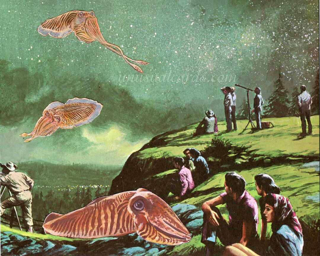 The Visitors, Ready to Frame Art Print the Aliens Are Here and the Sky ...