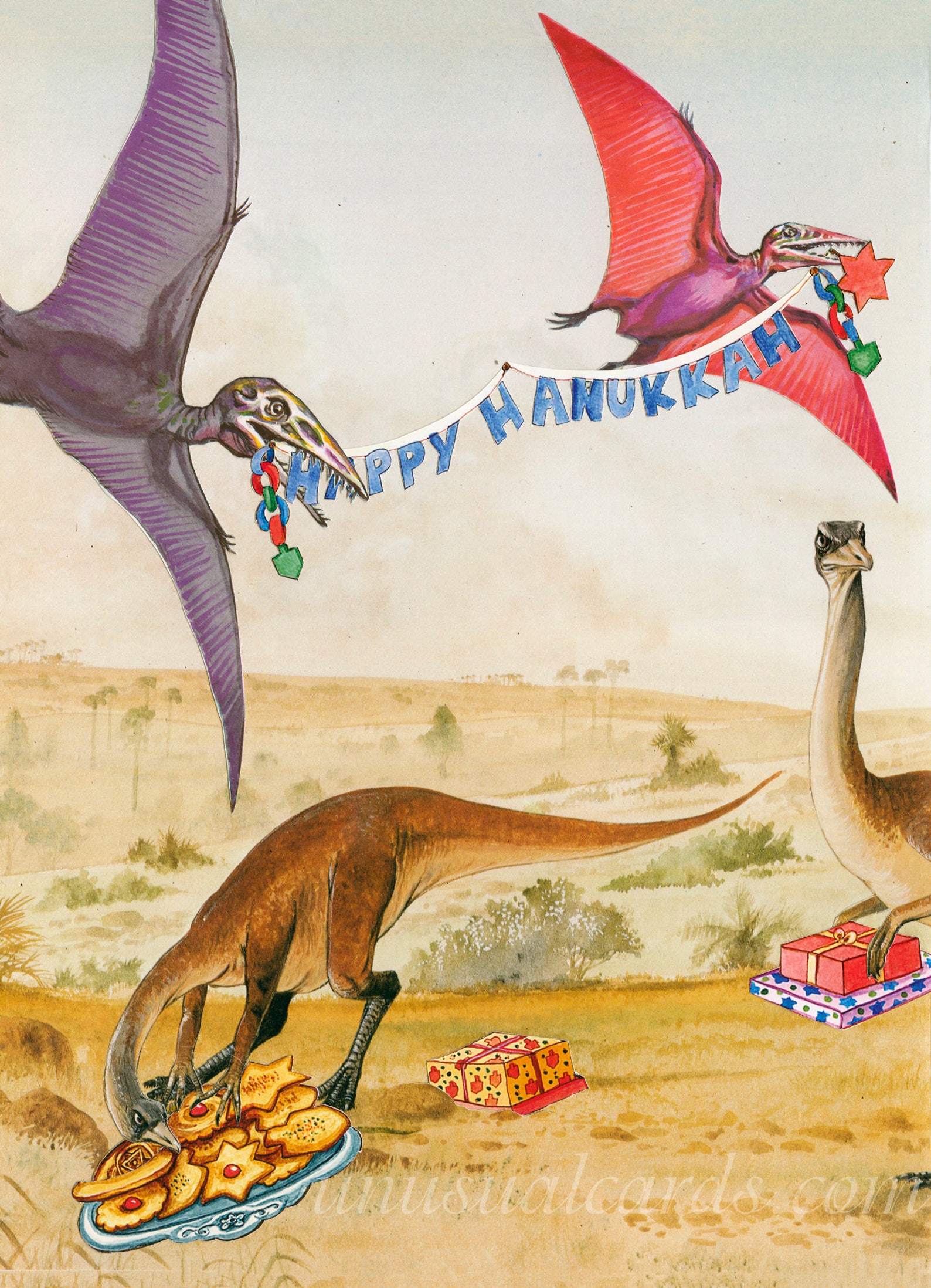 Happy Hanukkah -seasonal Box Set of Dinosaur Chanukah Cards From ...