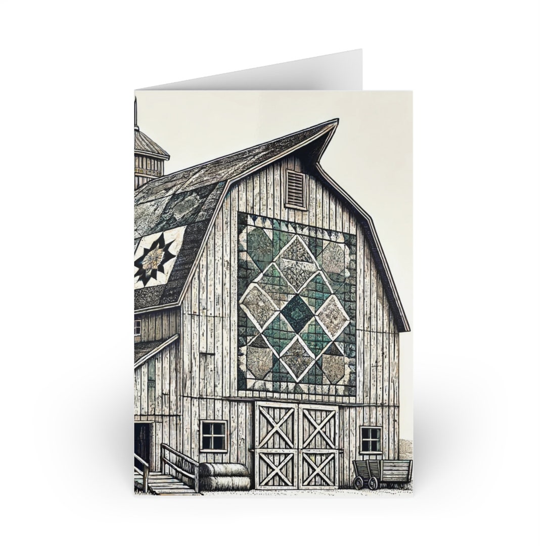 Old Weathered Quilted Barn Greeting Cards 1 or 10-pcs - Etsy
