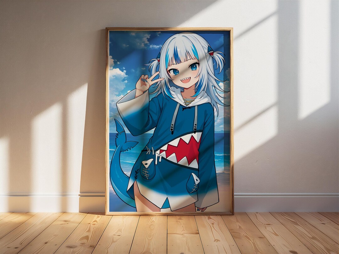 Gawr Gura Satin Poster: Vtuber Shark Girl Anime Art - Etsy UK