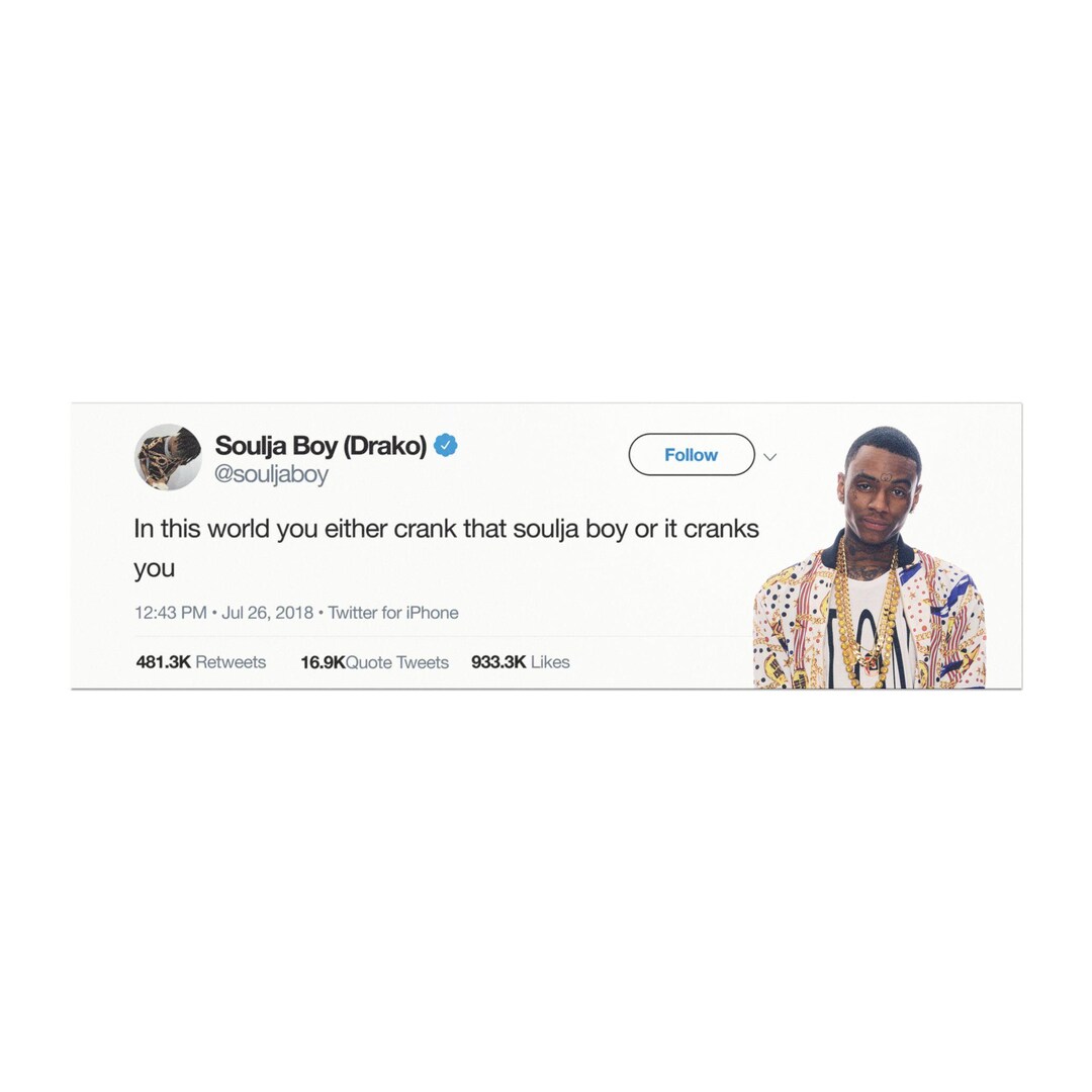 Soulja Tweet Car Magnet | Viral Quote License Plate Frame Sticker ...