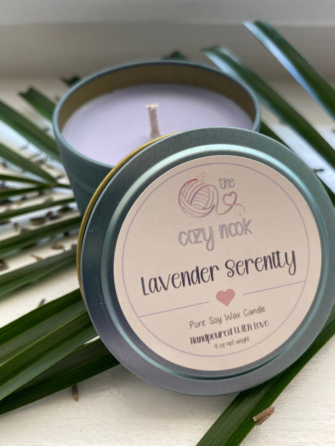 Lavender Serenity Soy Wax Candle Hand Poured 4oz Scented Candle ...
