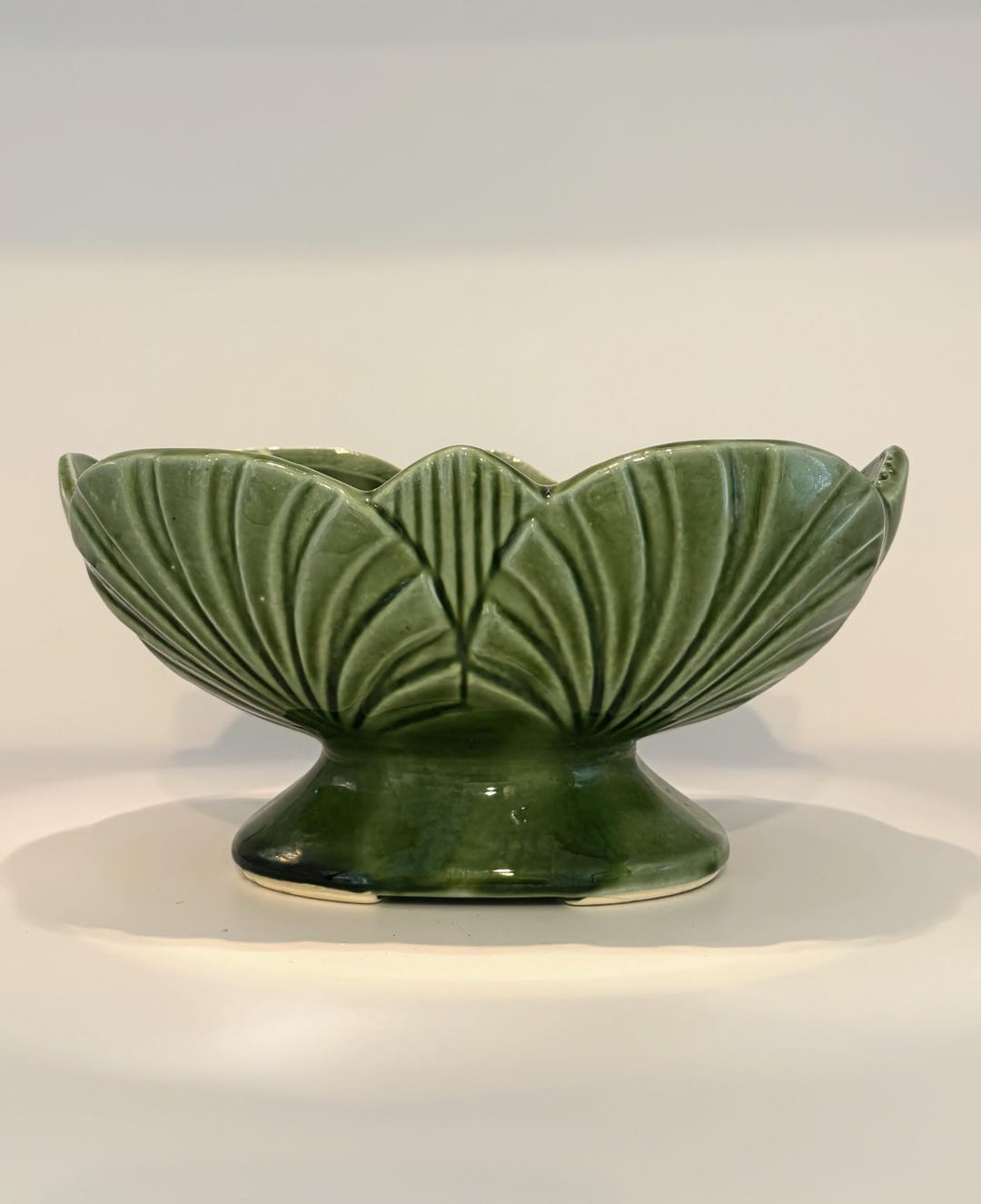 Japanese Vintage Pottery - Green Lotus Flower Pedestal Planter - Etsy