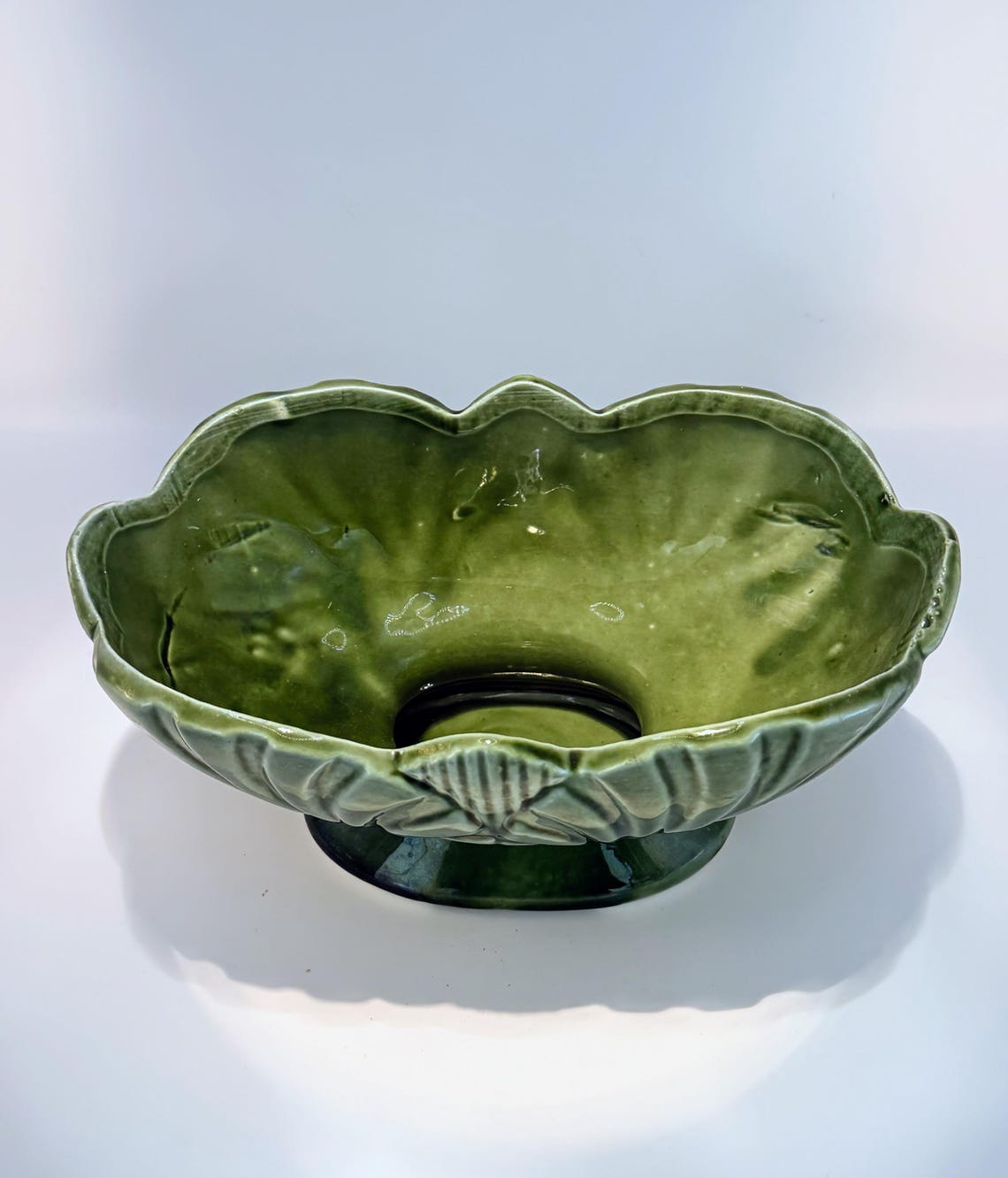 Japanese Vintage Pottery - Green Lotus Flower Pedestal Planter - Etsy