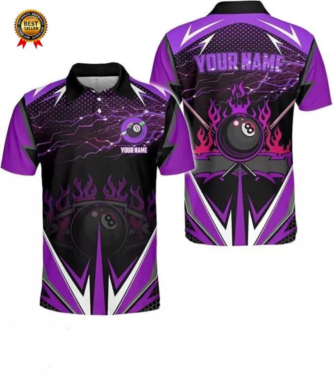Custom Billiard Polo Shirt Personalized Team Name 8 Ball Shirt ...