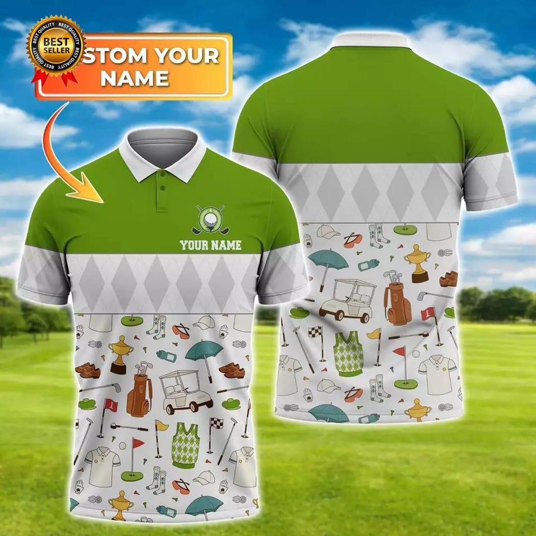 Custom Golf Shirts 3D Polo Shirt for Golfers Customized Name Golf Polo ...
