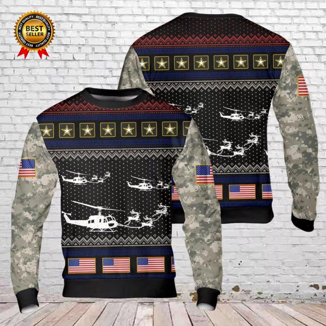 Military Helicopter 3D Christmas Sweater - USA Army Camo Design - Etsy