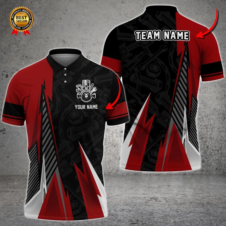 Custom Mechanic Hex Green Polo Shirt Personalized Name & Team Design - Etsy