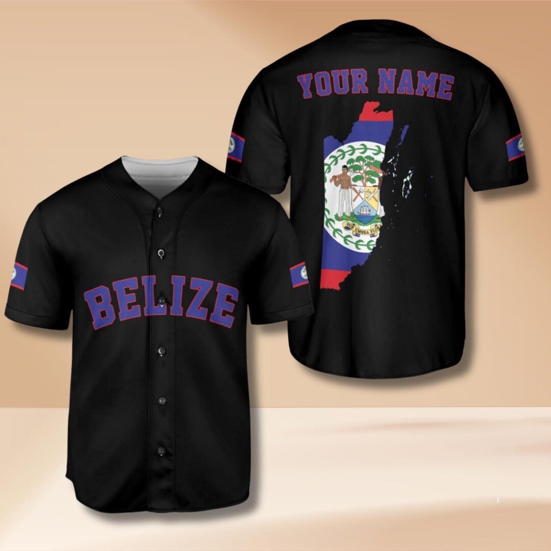 Belize Flag Baseball Jersey – Custom Name | Unisex Button-up - Etsy