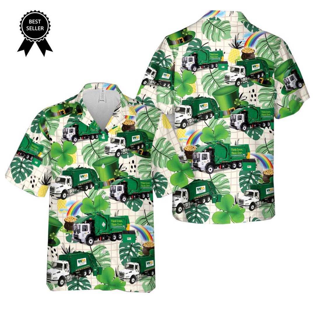 Waste Management St. Patrick's Day Hawaiian Shirt - Shamrocks and ...