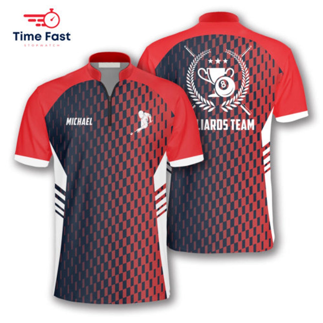 Gradient Red Sports Style Custom Billiard Jerseys for Men, Perfect Gift ...