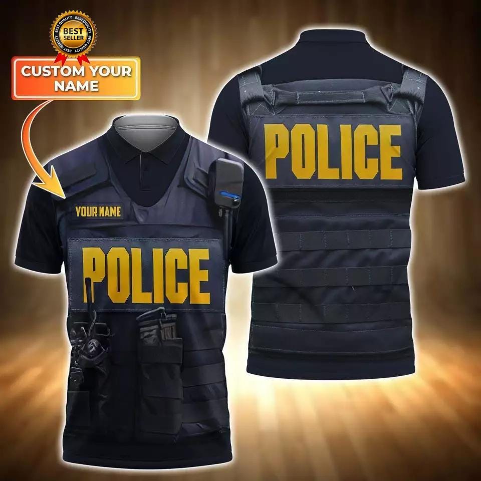 Police Shirt Personalized Name 3D Polo Shirt Gifts for Policeman ...