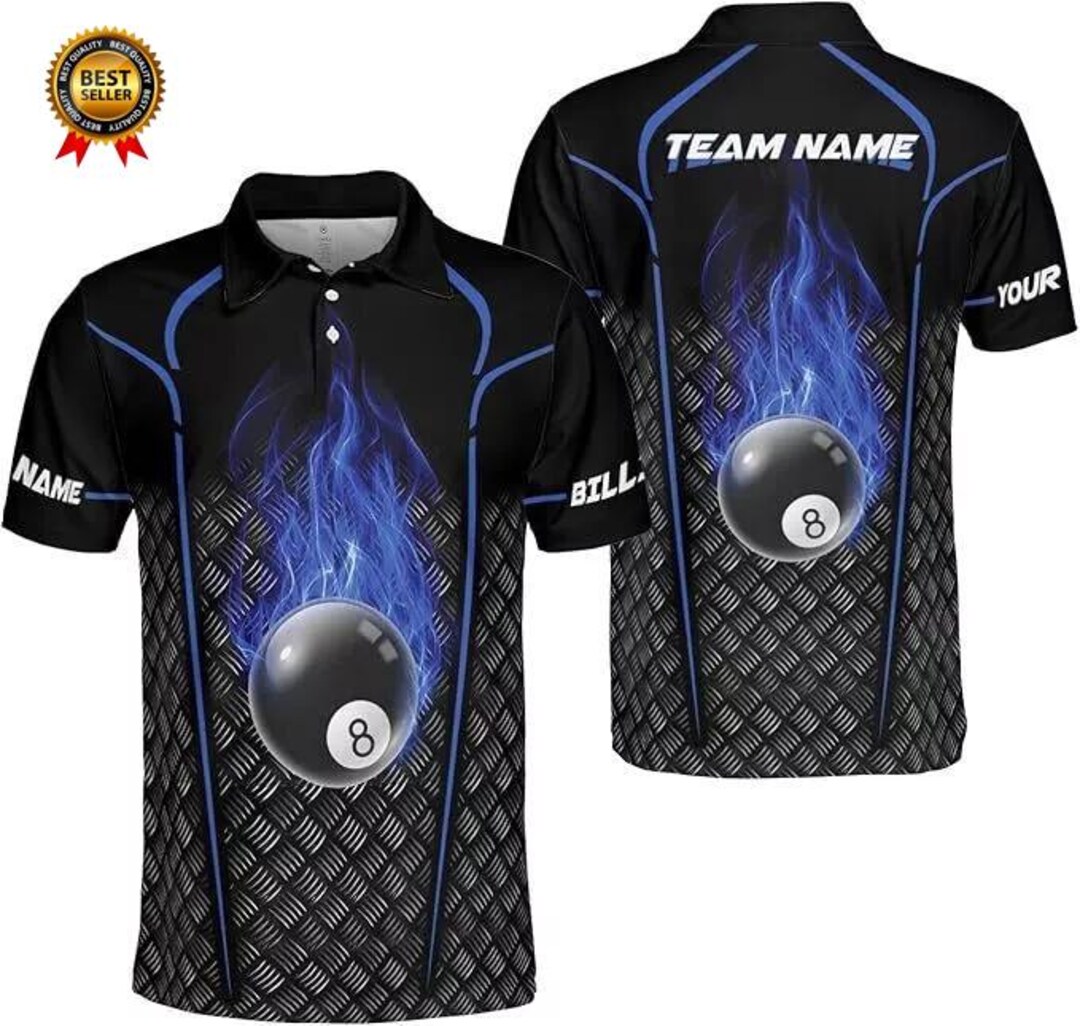 Custom Billiard Polo Shirt Personalized Team Name 8 Ball Shirt ...