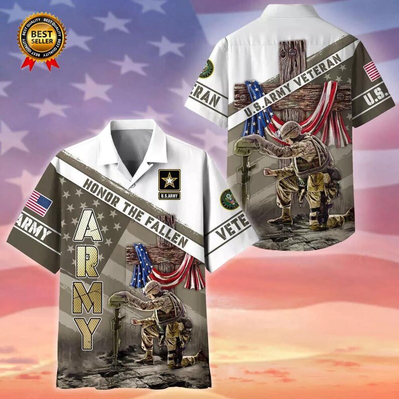 U.S. Army Veteran 3D Hawaiian Shirt Honor the Fallen Memorial Design - Etsy