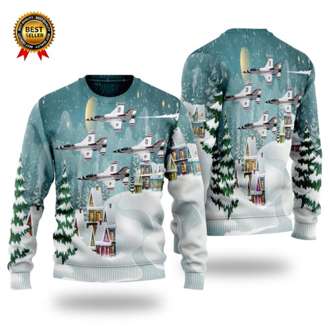 US Air Force Jets 3D Christmas Sweater - Festive Military Aviation ...