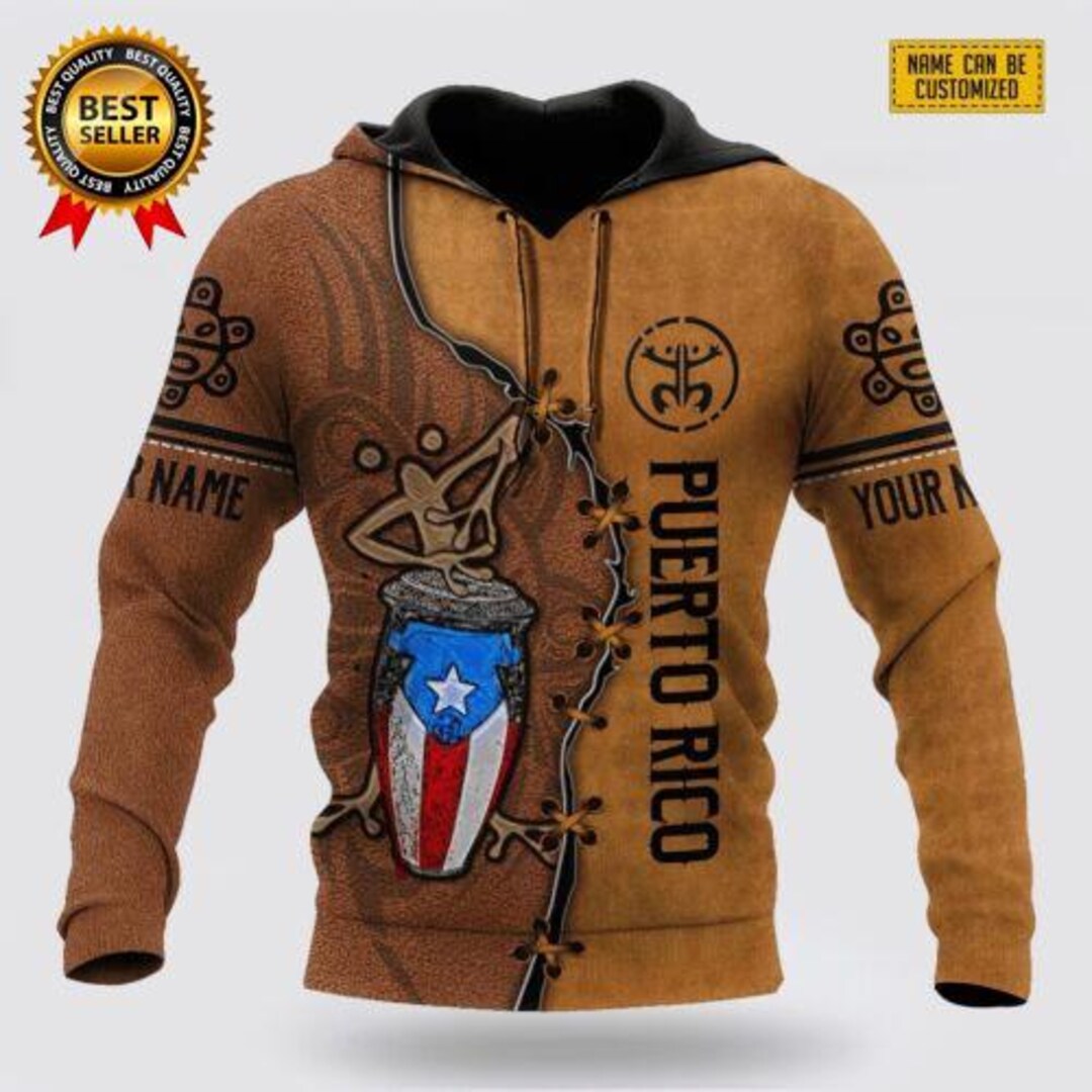 Custom Name Brown Puerto Rico Flag Coqui Frog Taino Sun All Over Print ...