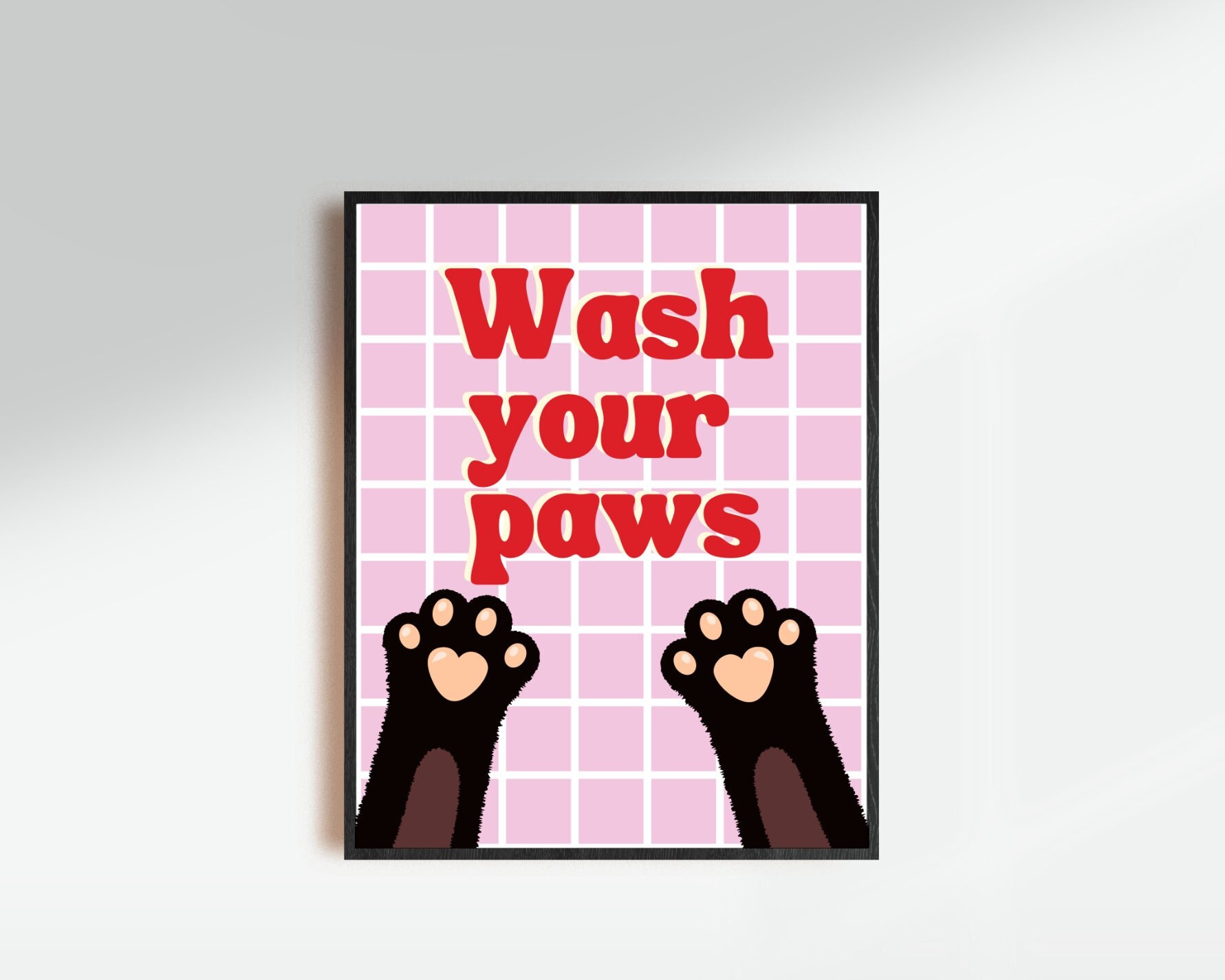 Wash Your Paws Wall Art, Cute Bathroom Wall Prints, Bathroom Prints ...