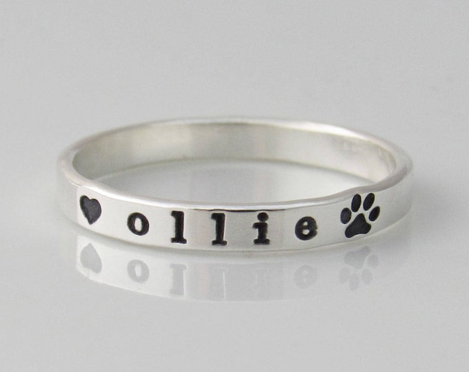 Paw Print Ring, Dog Ring, Personalized Pet Ring, Paw Print Jewelry, Pet ...