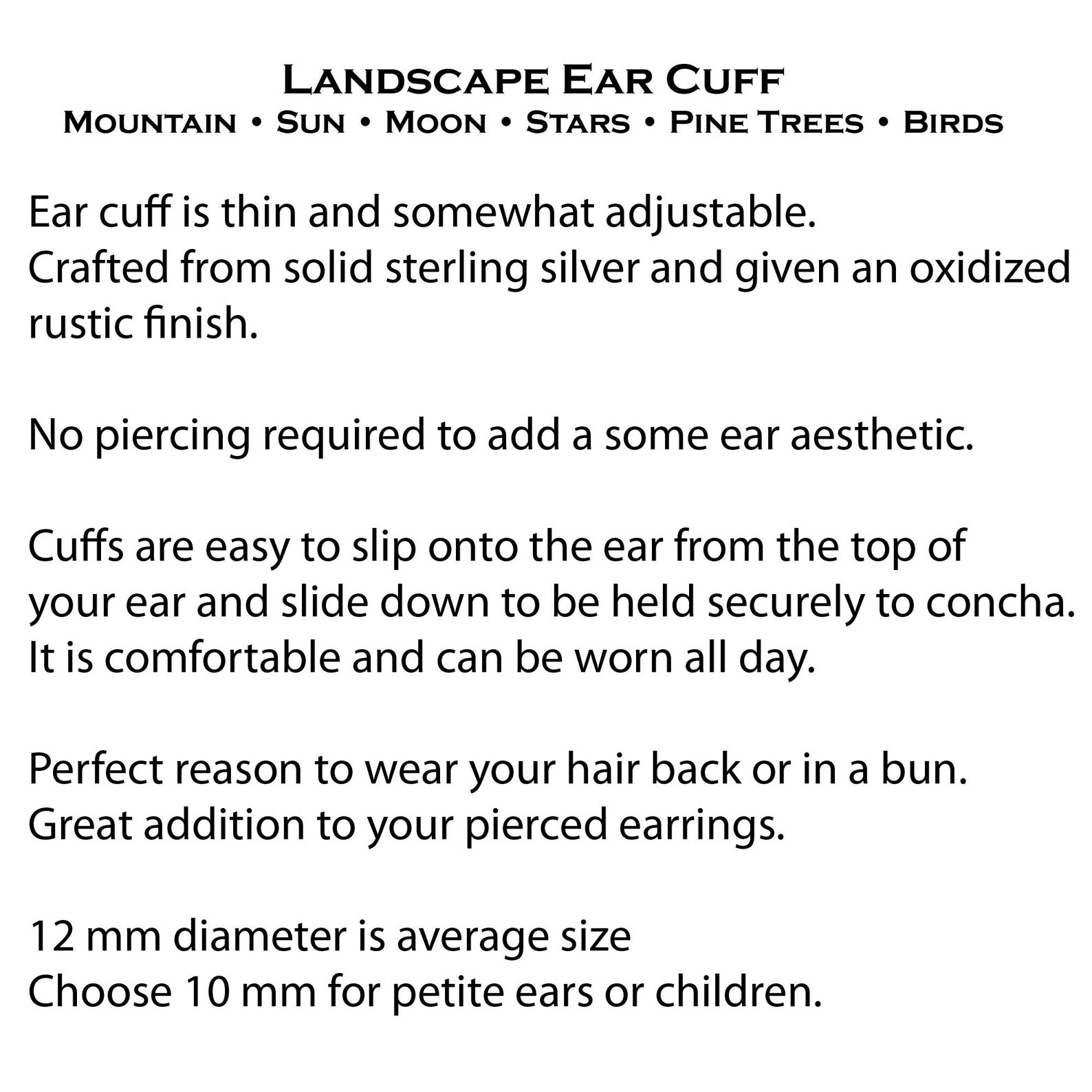 Mountain Ear Cuff, Mountain Jewelry, Landscape, Traveler, Naturalist ...