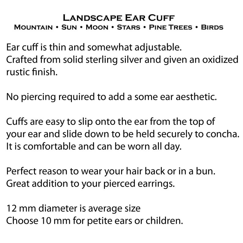 Mountain Ear Cuff, Mountain Jewelry, Landscape, Traveler, Naturalist ...