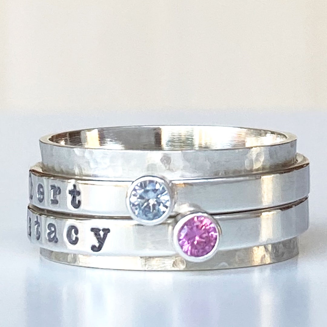 Dual Birthstone Ring, Mothers Ring, Two Birthstone Ring, Personalized ...