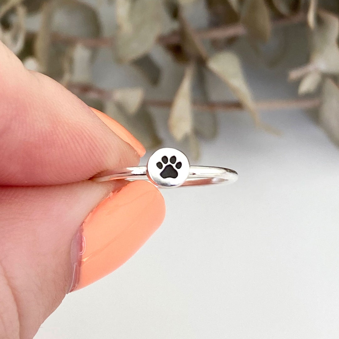 Paw Print Ring, Pet Memorial, Paw Print Jewelry, Dog Paw Ring, Dog ...