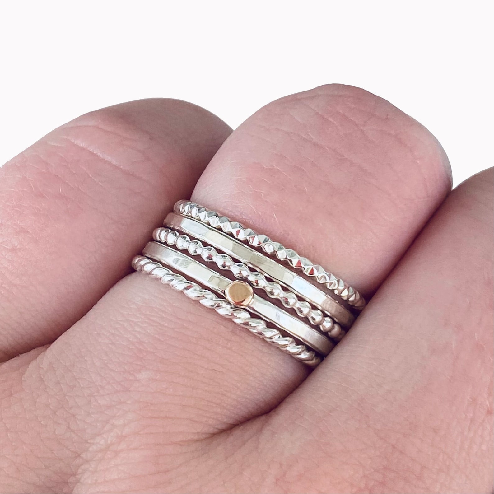 Silver Spacer Ring, Mixed Metal Ring, Simple Stacking Ring, Sterling ...