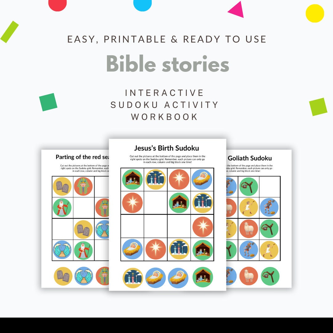 Montessori Sudoku: 10 Pack Bible Story Preschool Sudoku Printable ...
