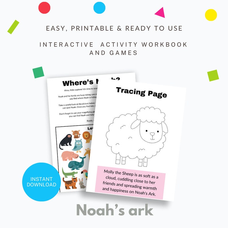 Noah's Ark Adventure: Printable Montessori Interactive Bible Activity ...