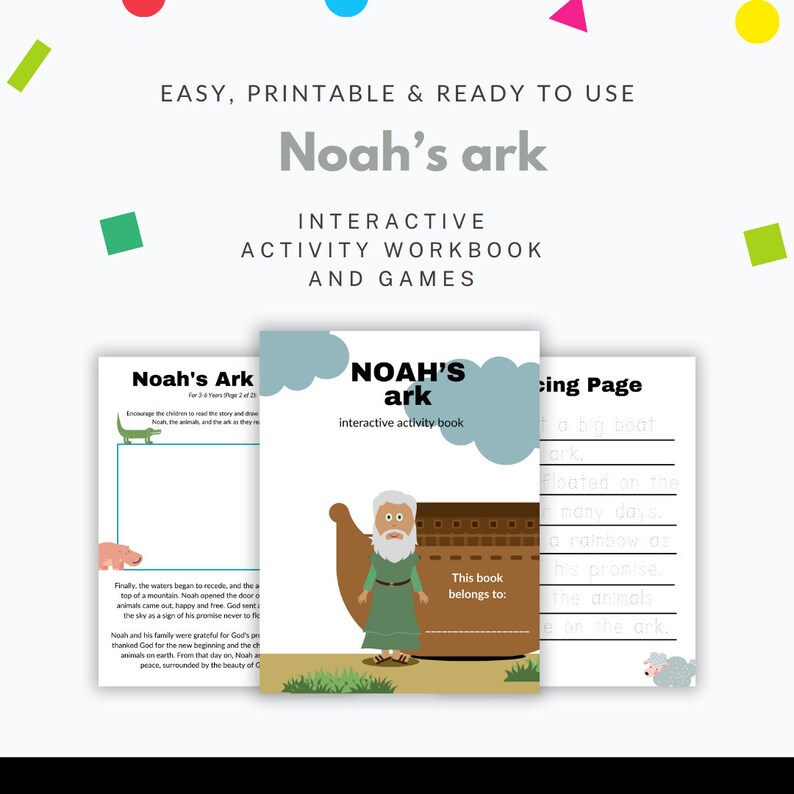 Noah's Ark Adventure: Printable Montessori Interactive Bible Activity ...