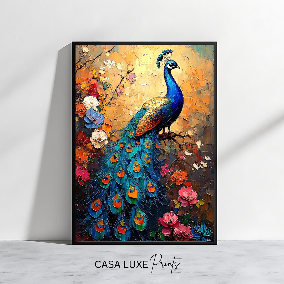 Colorful Peacock Art Print, Floral Peacock Poster, Printable Wall Art ...