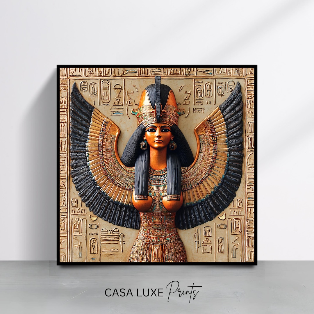 Egyptian Goddess Isis Art Print, Winged Goddess Poster, Square Print ...