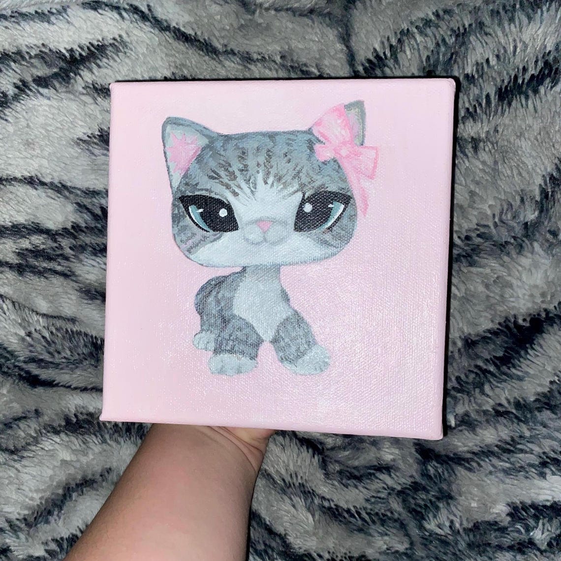 6x6” Original Acrylic Artwork 3D Canvas Painting LPS (littlest Pet ...