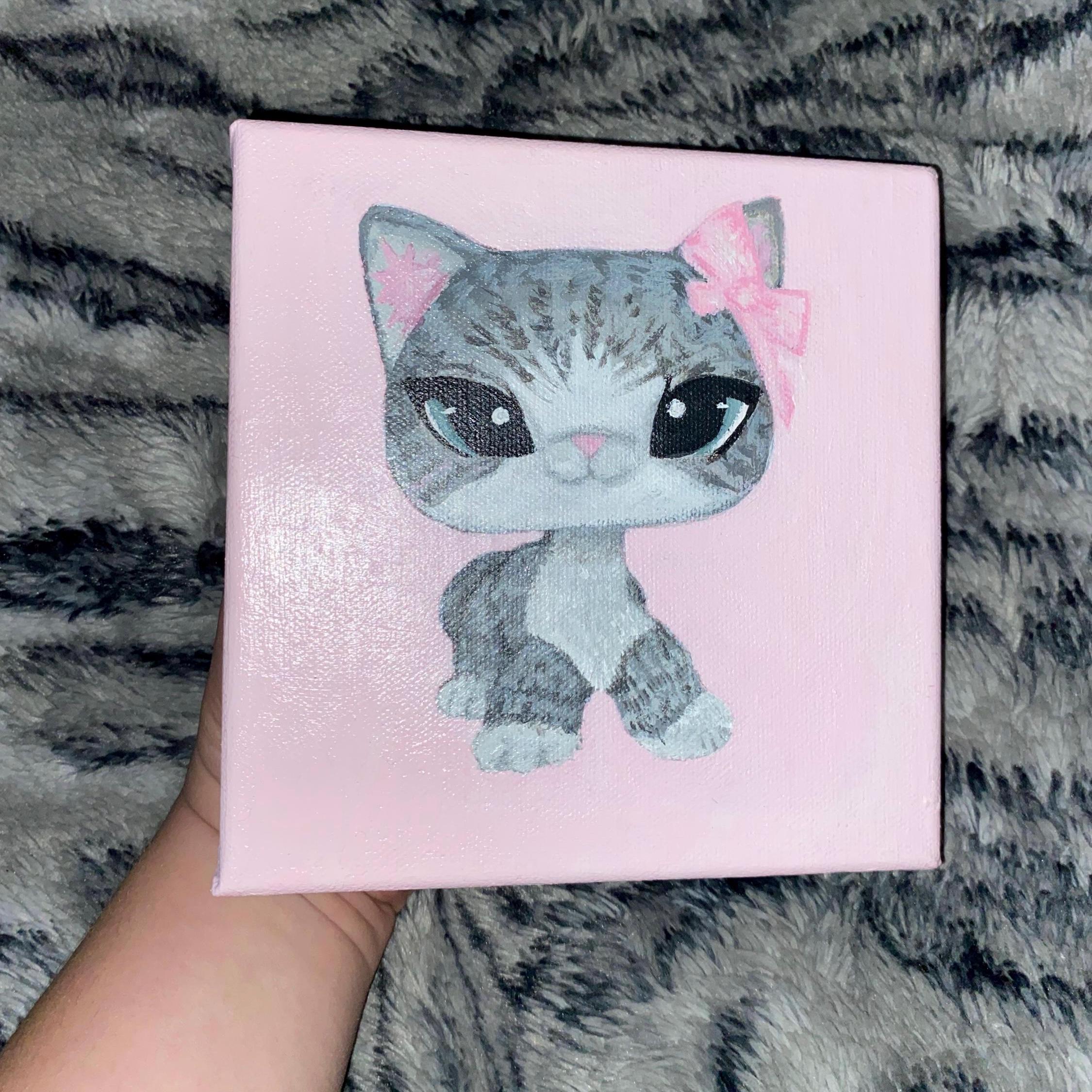 6x6” Original Acrylic Artwork 3D Canvas Painting LPS (littlest Pet ...