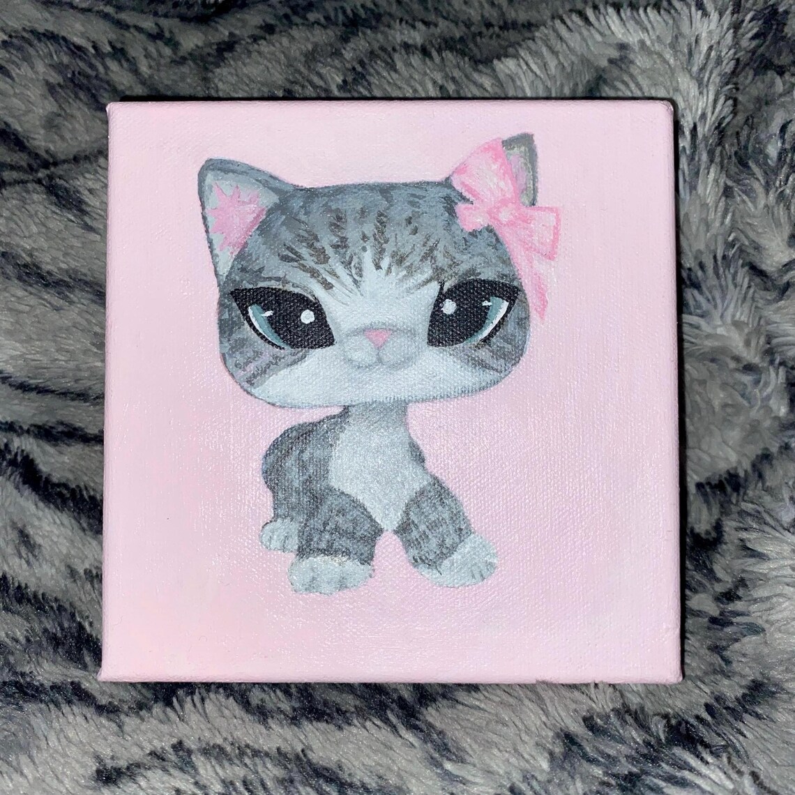 6x6” Original Acrylic Artwork 3D Canvas Painting LPS (littlest Pet ...
