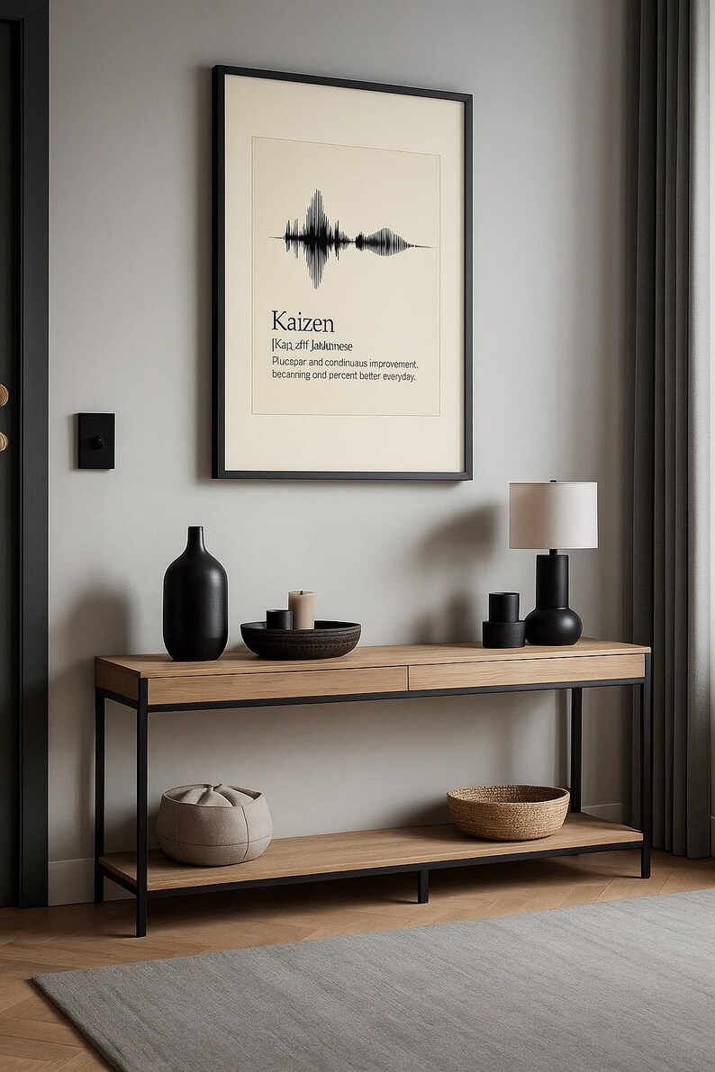 Kaizen Motivational Wall Art: Minimalist Soundwave Japanese Quote - Etsy