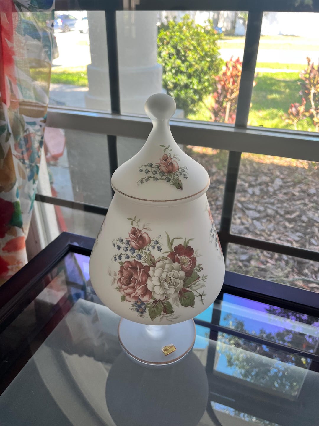 Vintage Italian Apothecary Pedestal Jar With Lid | Frosted Glass ...