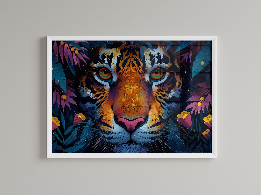 Enigmatic Tiger Gaze Surreal Tiger Head Artwork, Tiger Canvas Art ...