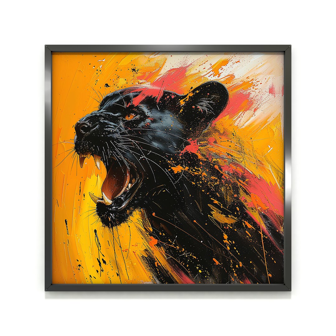Black Panther Abstract Art Fierce Wildlife Wall Decor, Panther Panther ...