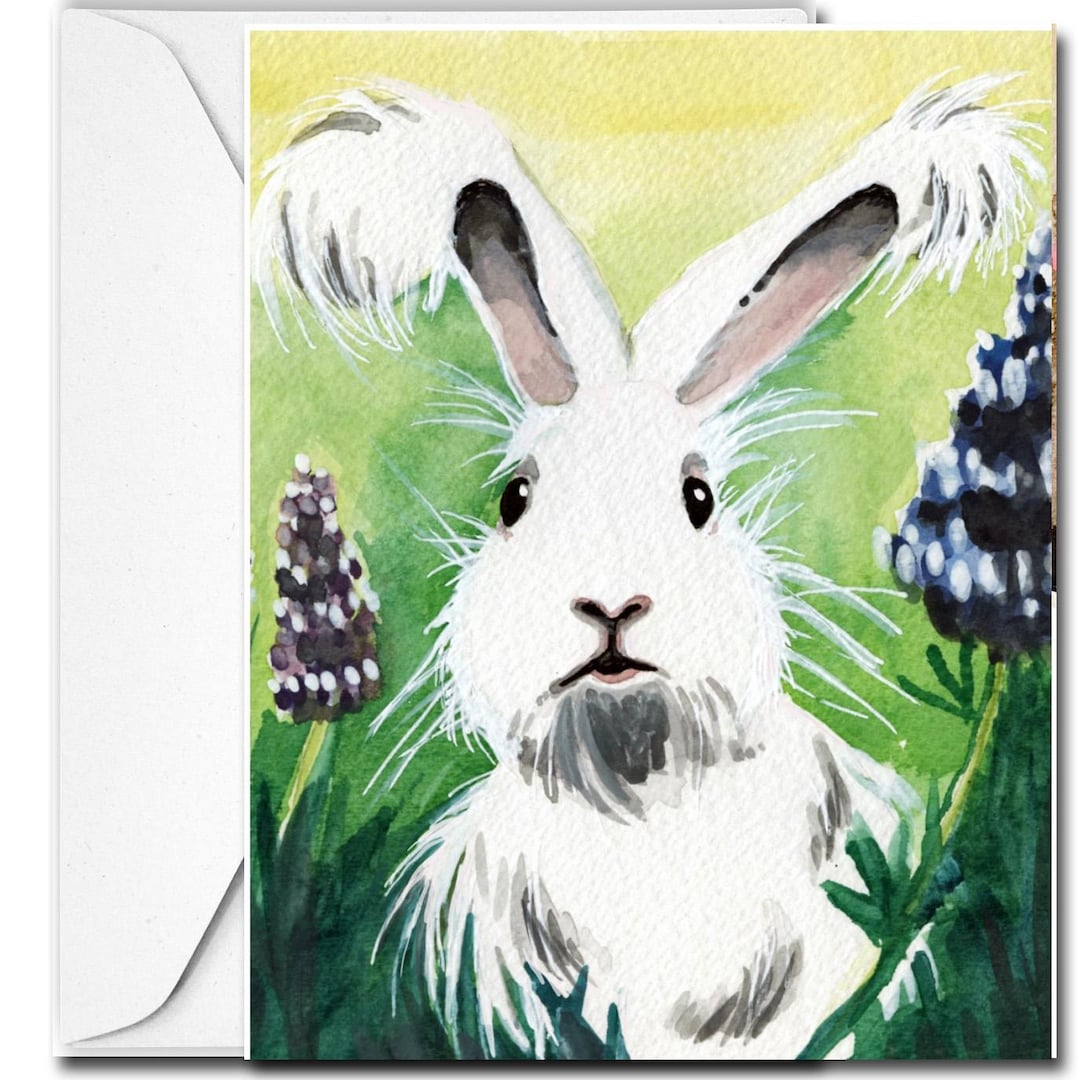 Angora Bunny Greeting Card, Spring, Easter, Knitting - Etsy