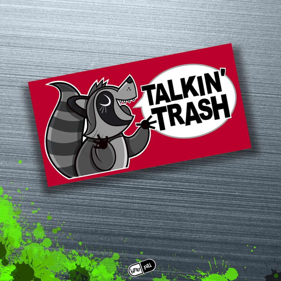 Talking' Trash Cute Cartoon Racoon, 7.5 X 3.75 WIDE Vinyl Bumper ...