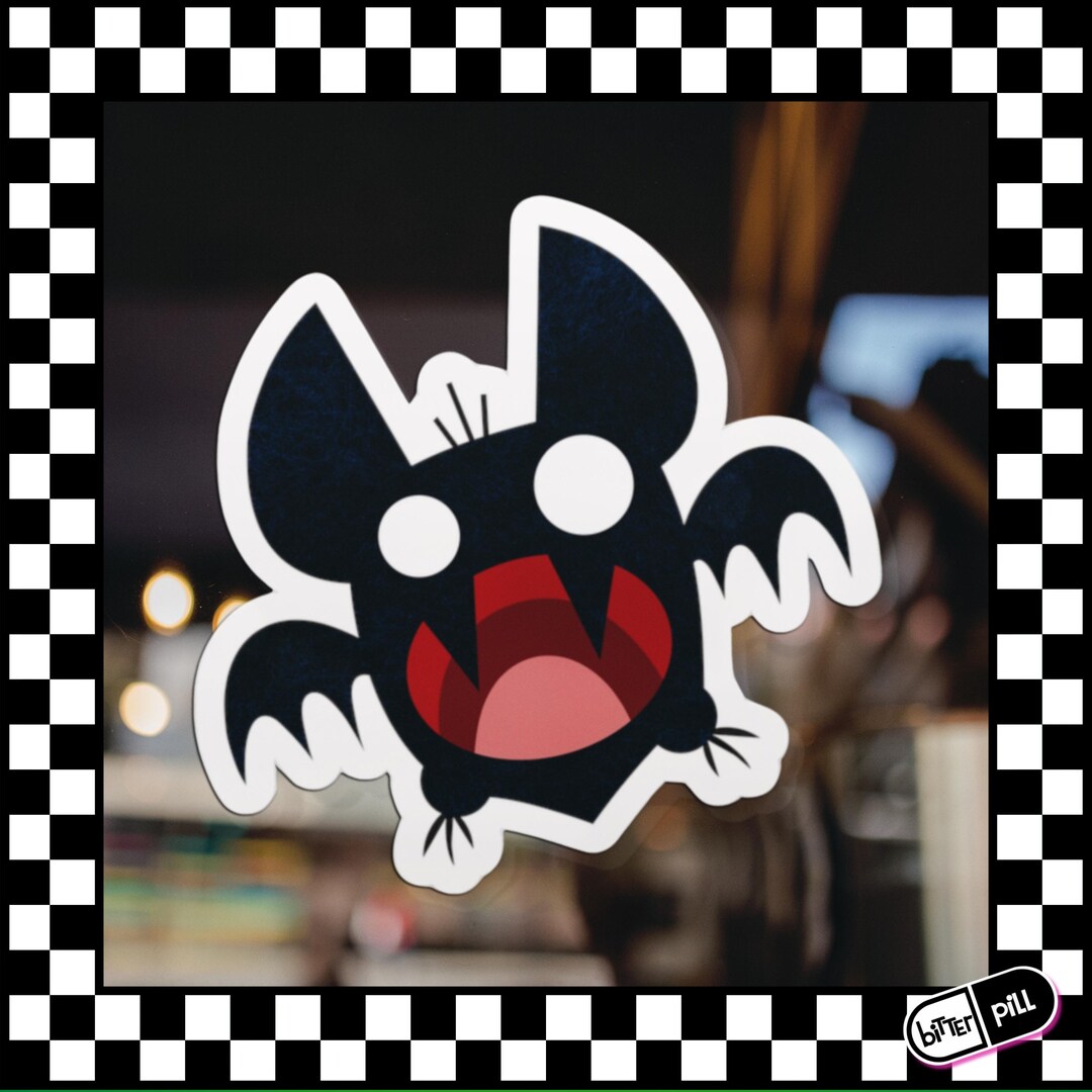 Black Bat Kiss-cut Vinyl Decals, Cute Funny Minimalist Cartoon Sticker ...