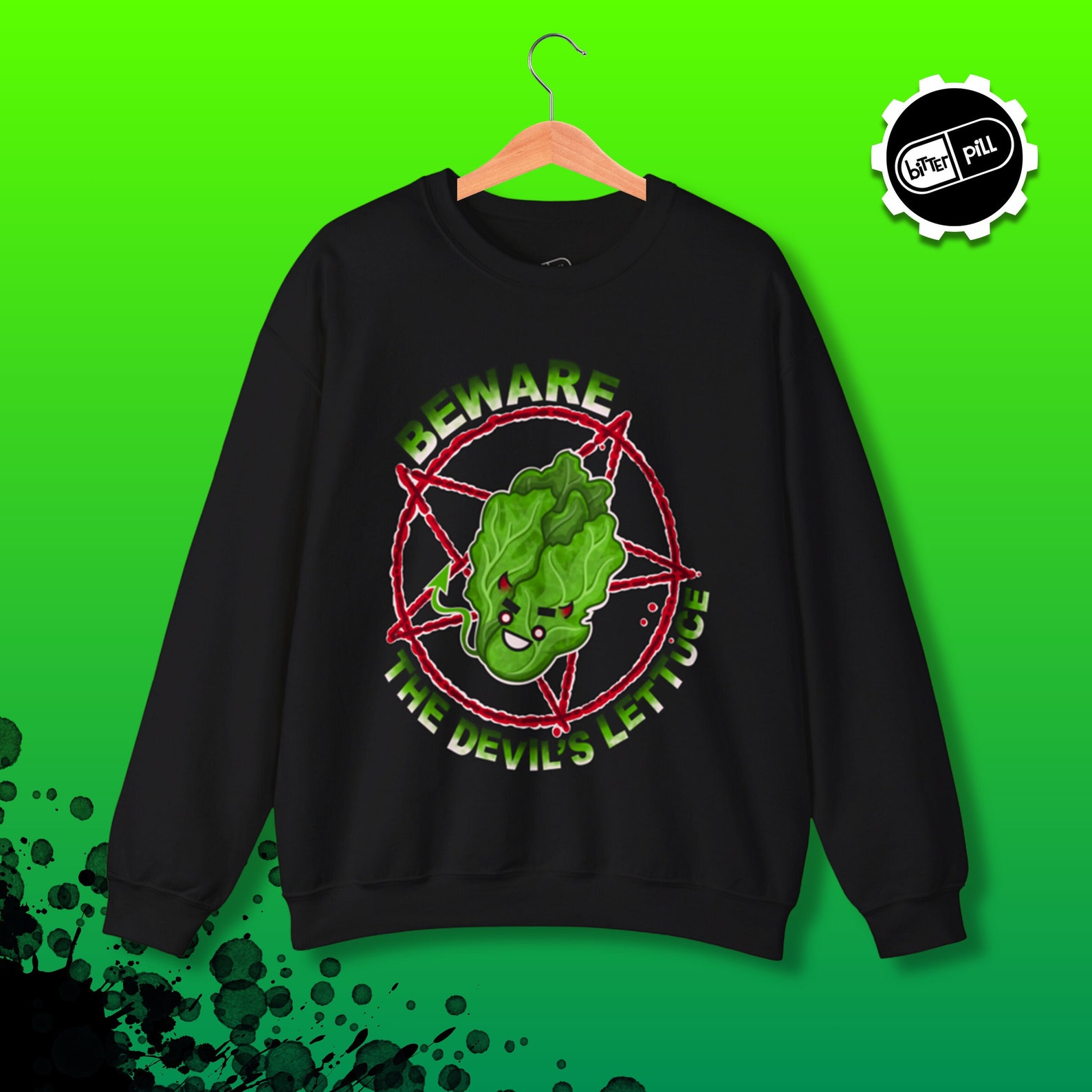Beware the Devil's Lettuce Funny SWEATSHIRT, Original Cartoon Design ...